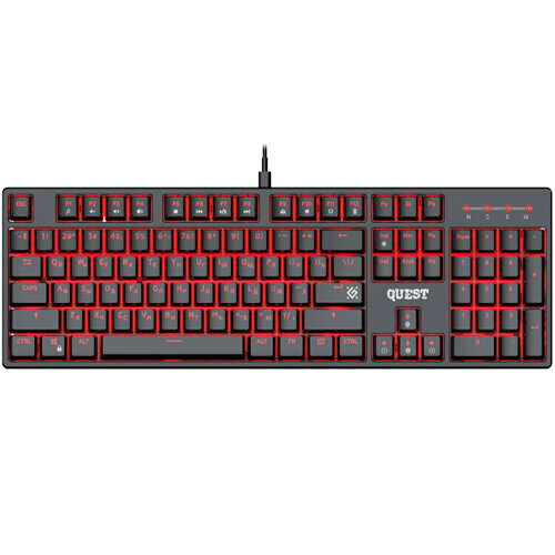 Клавиатура игровая Defender Quest GK-596 RU, черный,104кн, SNK красные