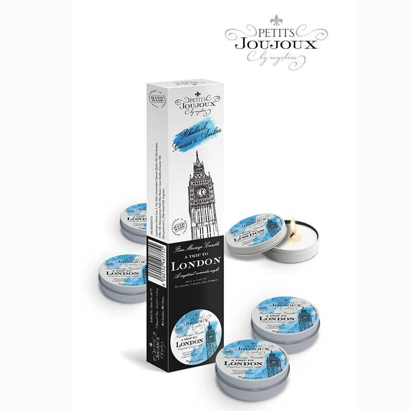 Набор из 5 массажных свечей Petits JouJoux London Refill "Ревень и Черная смородина" - 5 x 43 мл