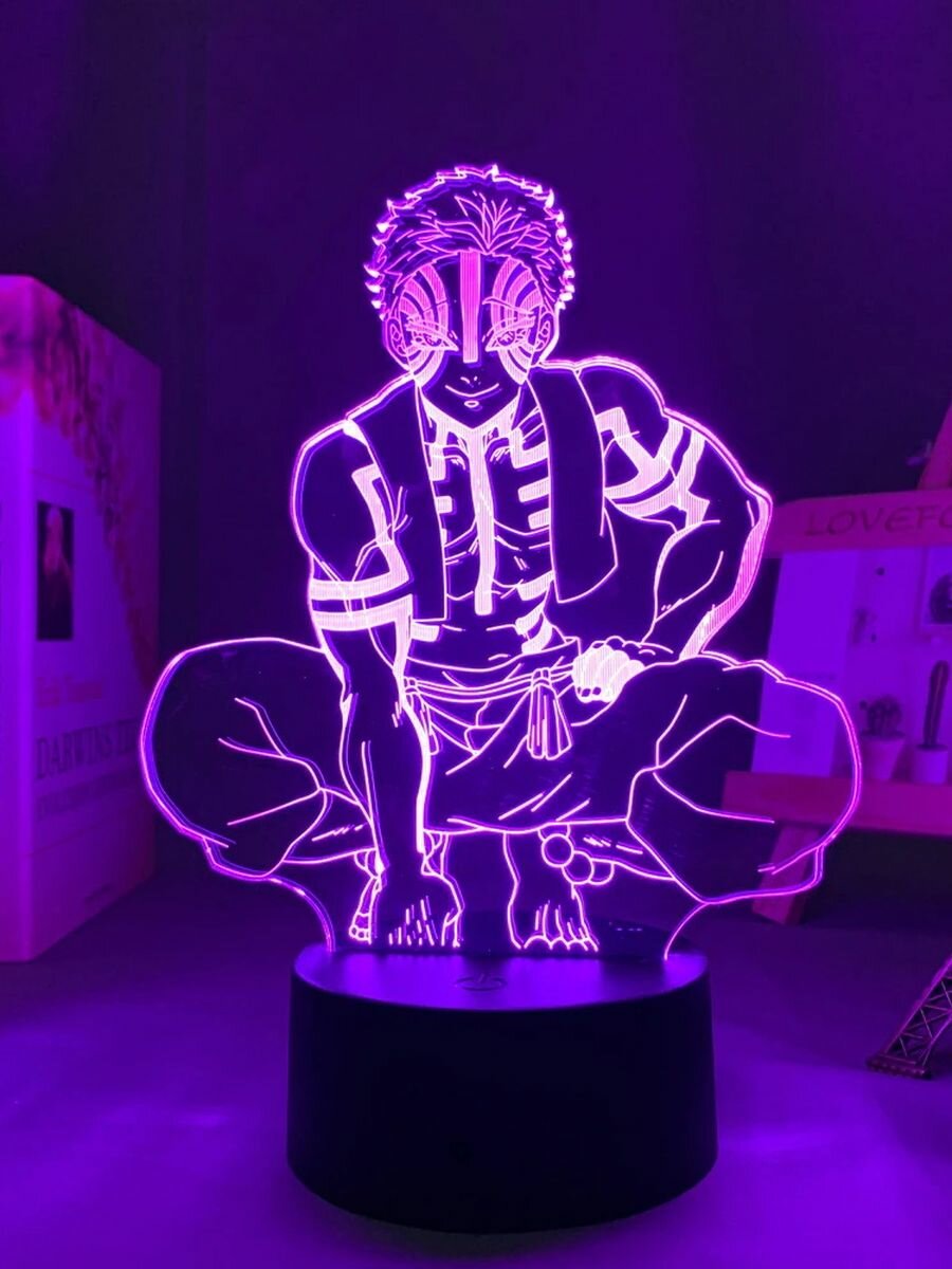Ночник Аниме Клинок, Рассекающий демонов - Anime Demon Slayer. Подарок фанату аниме и манги — декор в комнату с любимыми персонажами, в стиле отаку и японской анимации.