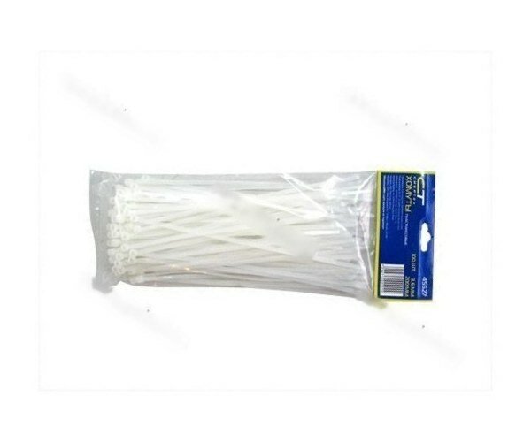 Хомут пластмассовый 3,6х200, ленточный, 100 шт, белый, универсальный