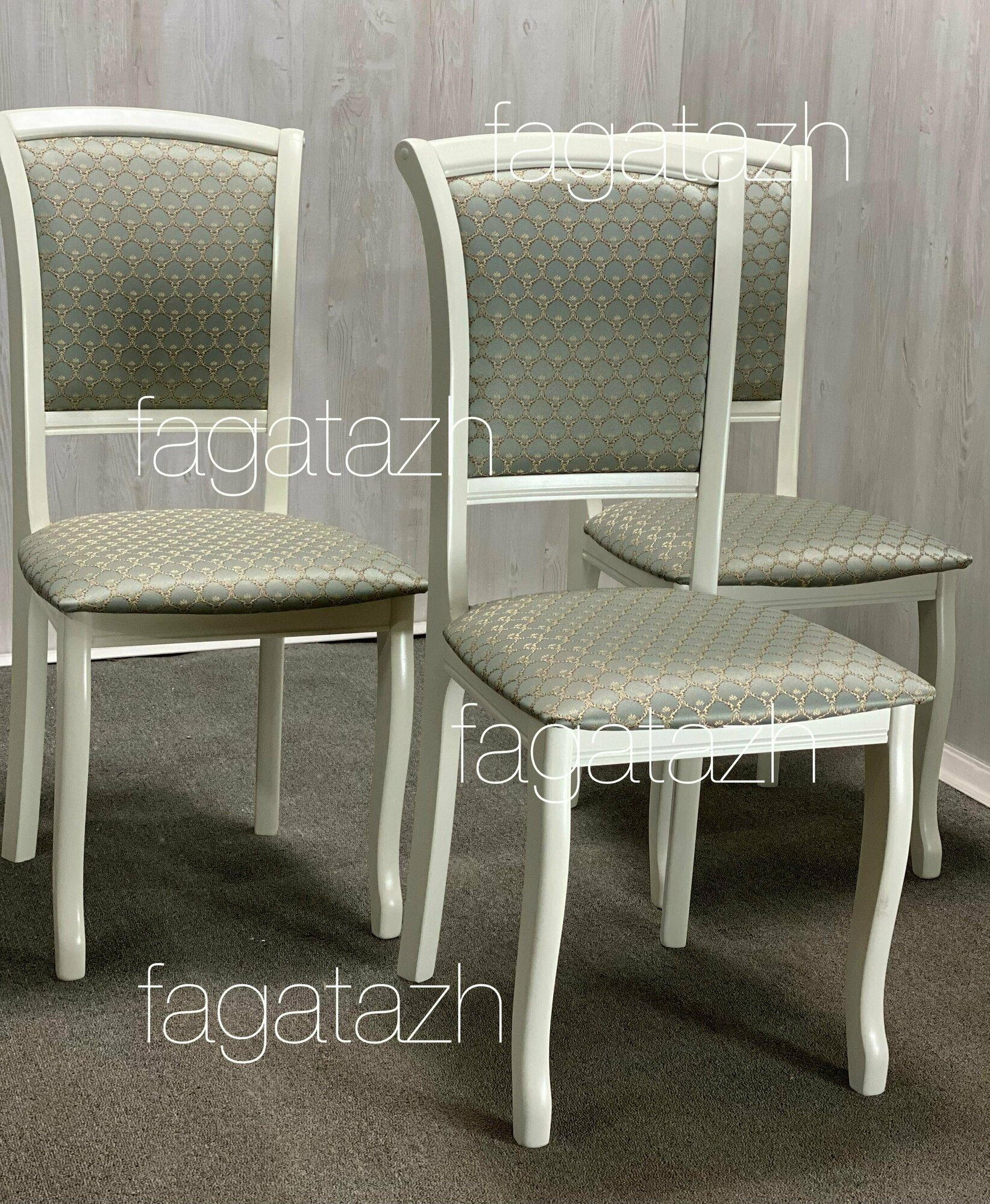 Стулья "Кабриоль", из массива бука, обивка турецким жаккардом, цвет слоновая кость