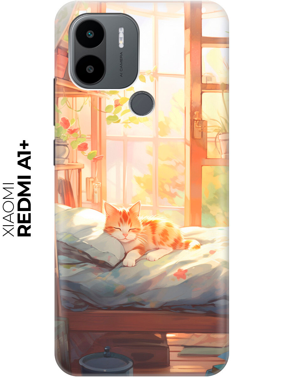 Силиконовый чехол на Xiaomi Redmi A1+ / A2+ / Poco C50 / C51 / Сяоми Редми А1 Плюс / А2 Плюс / Поко С50 / С51 с рисунком "Котик в лучах солнца"