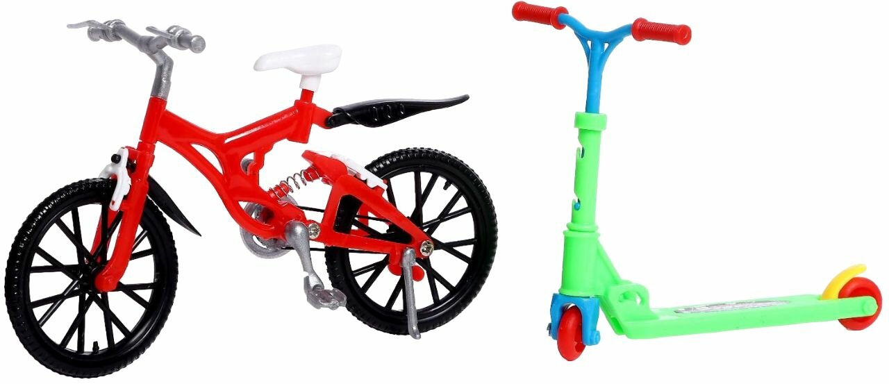 Игровой набор пальчиковых игрушек "Экстрим" с ремкомплектом, фингербайк и самокат, мини-велосипед и мини-самокат для пальцев, игрушка для трюков