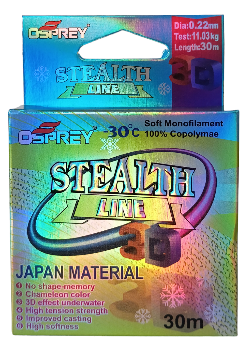 Монофильная леска хамелеон OSPREY STEALTH Line 3D, 0.22 мм, 30 метров