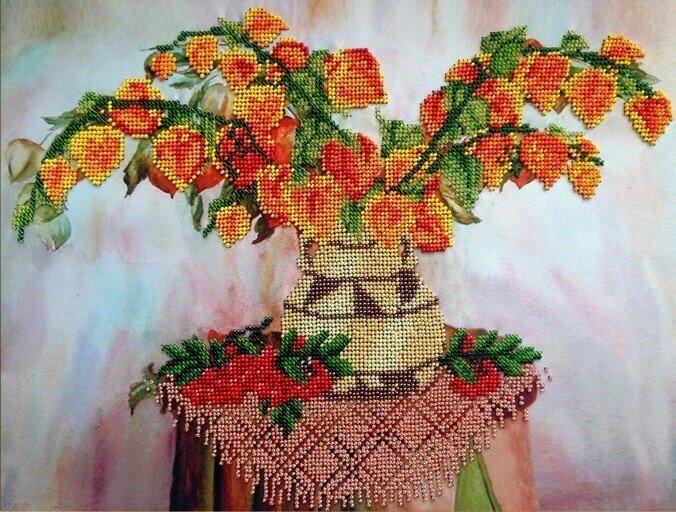 Набор для вышивания FeDi #КВ517 Физалис, Вышивка бисером, 39 х 29 см