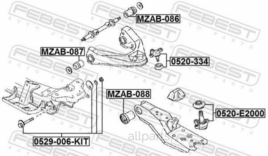 FEBEST 0529-006-KIT Болт с эксцентриком (К-кт + шайба + гайка)