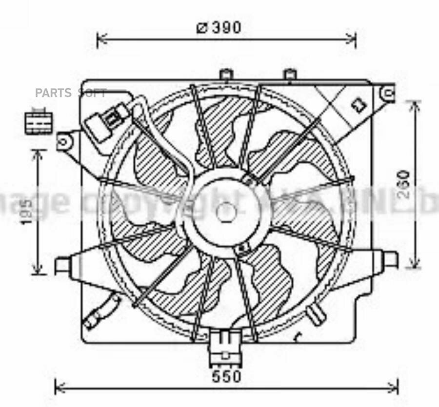 HY7563 AVA Вентилятор радиатора HYUNDAI i30 / KIA CEED 1.4D/1.6D 11-