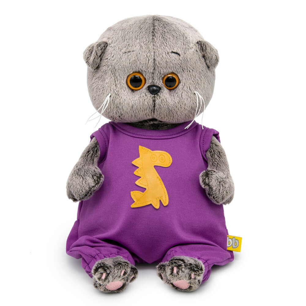 Мягкая игрушка BUDIBASA Басик BABY в комбинезоне с драконом, 20 см