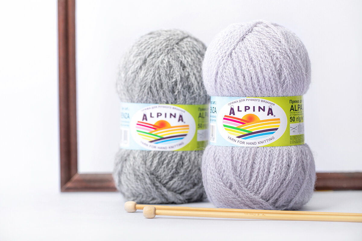 ALPINA ALPACA TRENZA 90% альпака 10% полиамид, 50 г 150 м пряжа для вязания изделий цвет №14 черный-серый (1шт)