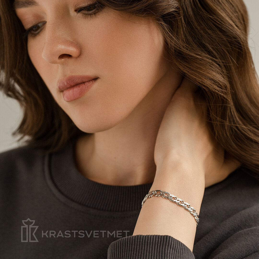 Браслет-цепочка, серебро, 925 проба, родирование
