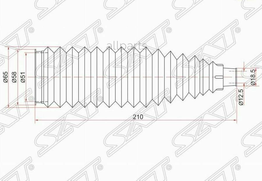 SAT ST-45535-52040 Пыльник рулевой рейки TOYOTA PLATZ/PORTE/PROBOX/SUCCEED/RAUM/VITZ/WILL/YARIS/ECHO/CARGO 99- LH=RH