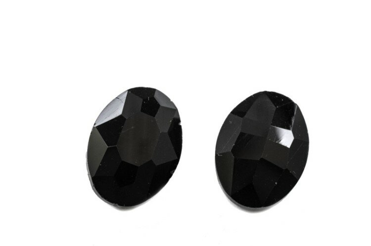 Кристалл Овал 18х13мм, цвет черный, стекло, 26-178, 2шт
