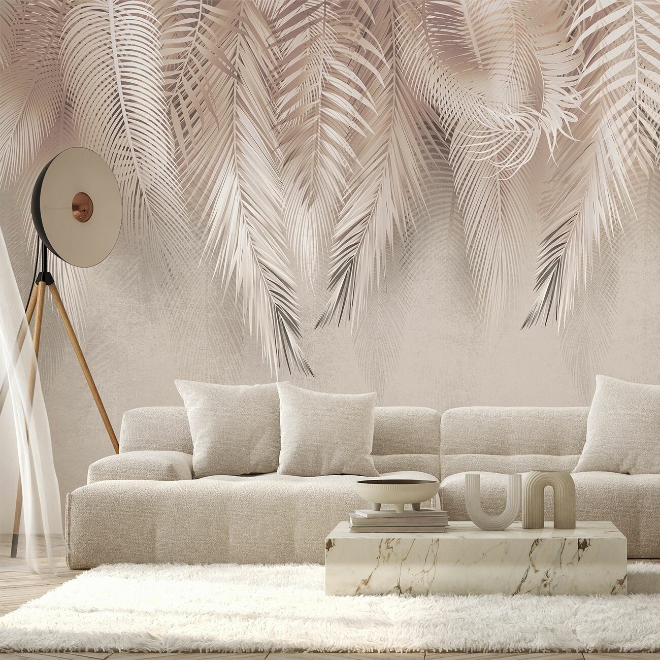 Фотообои/ T-380 Бежевые листья-2 400х270 см