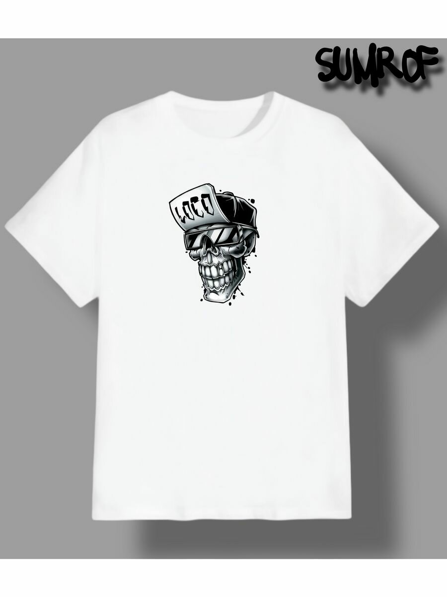 Футболка череп в кепке