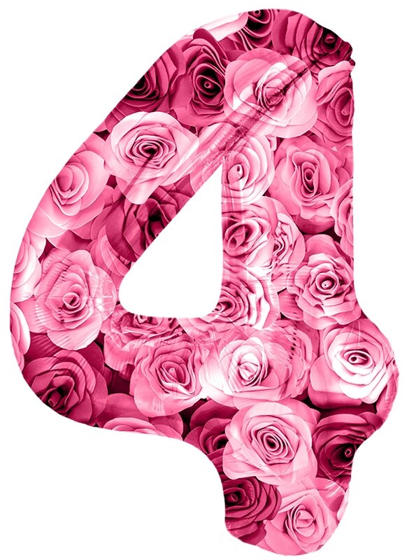 Шар (34'/86 см) Цифра, 4 Симфония роз, Фуше, 1 шт. в уп.