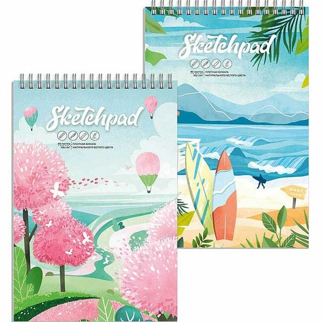 Скетчпад Феникс+ "Лето" 62829, A4, 80 листов, белый офсет, гребень