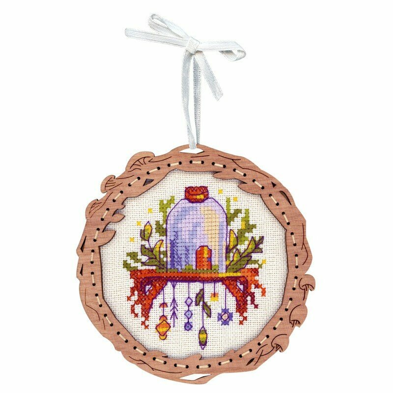 Набор для вышивания Щепка #О-108 Миниатюра "Домик на полке", Счетный крест, 11 х 11 см