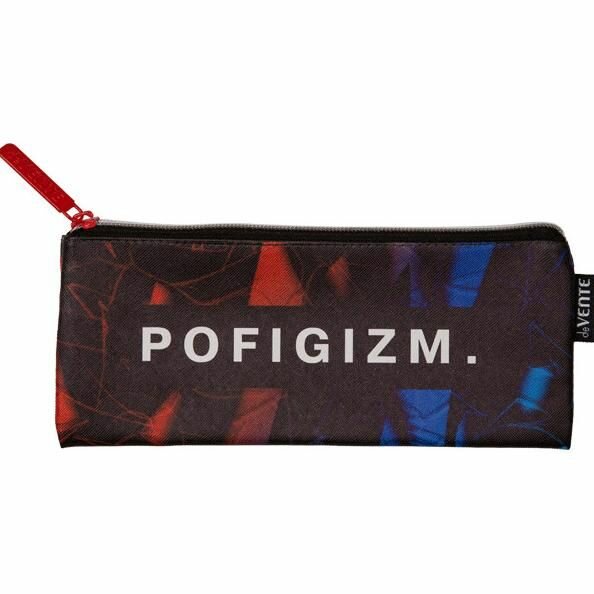 Пенал "deVENTE. Pofigizm" 21,5x9x1 см, плоский для 35 предметов, на молнии, искусственная кожа