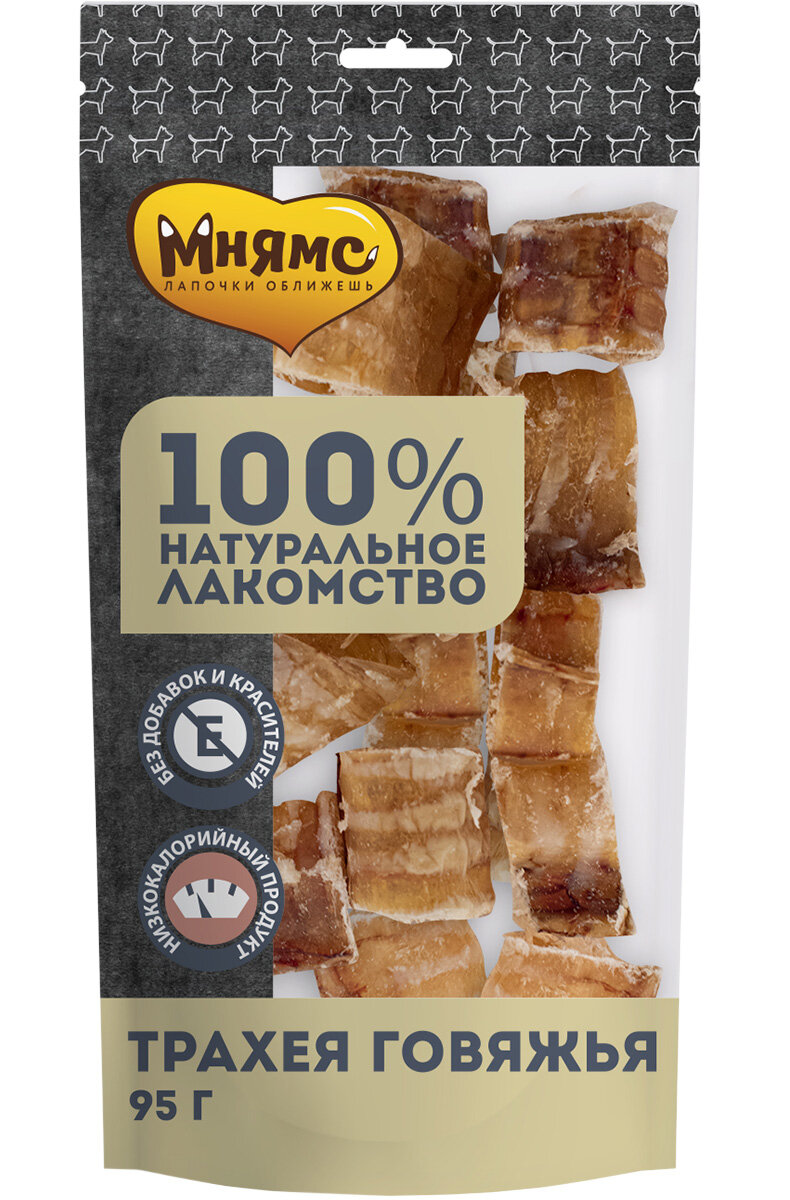 Лакомство мнямс для собак трахея говяжья сушеная 95 гр (1 шт)