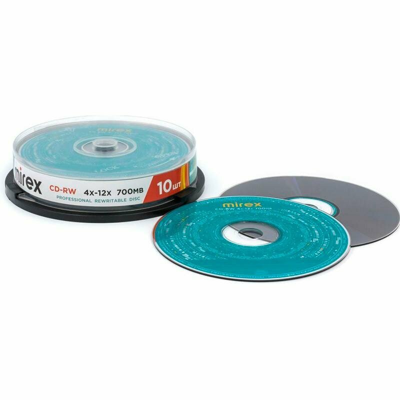 Диски Mirex CD-RW Cake Box (10 шт.) 700MB 4-12x (UL121002A8L)