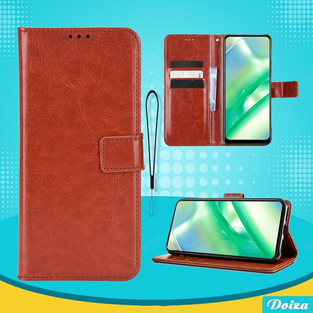 Чехол-кошелек MyPads для смартфона Blackview BV4900 Pro с карманом для карт, коричневый