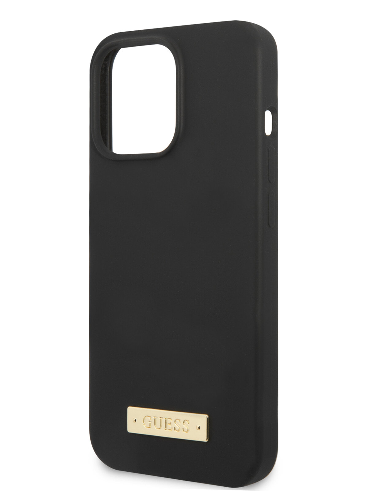 Guess для iPhone 13 Pro чехол MagSafe Liquid silicone Plate metal logo Hard Black