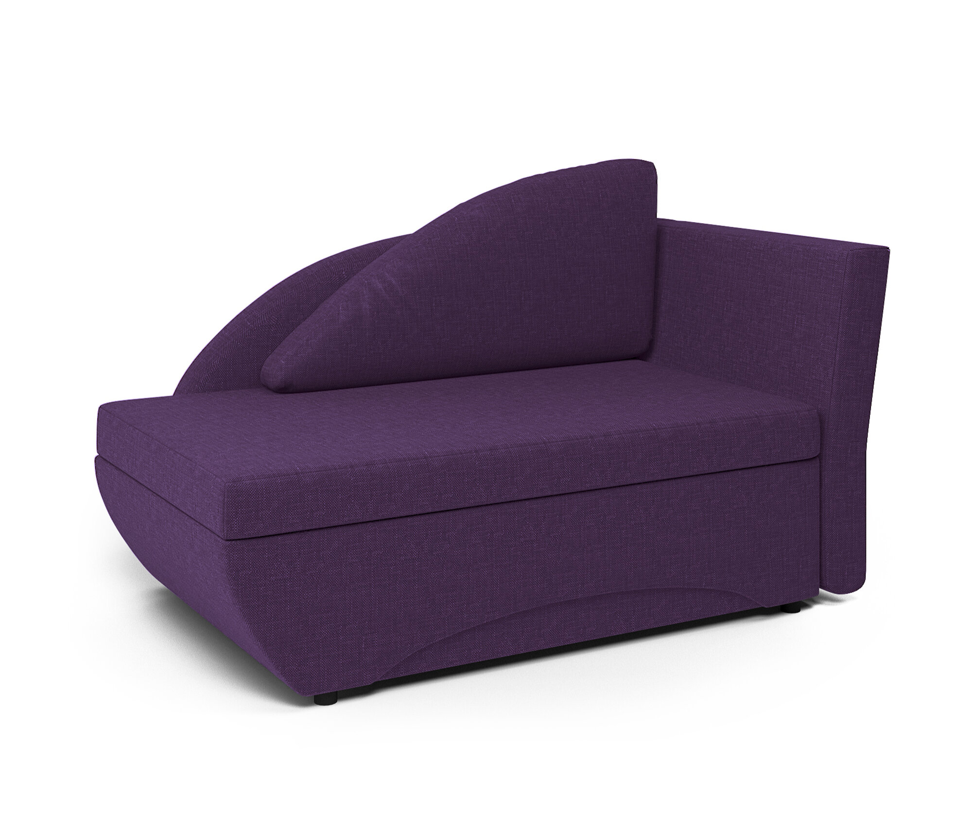 Диван кушетка Трио раскладной механизм 152х87х82 см, с ящиком, правый рогожка фиолетовый