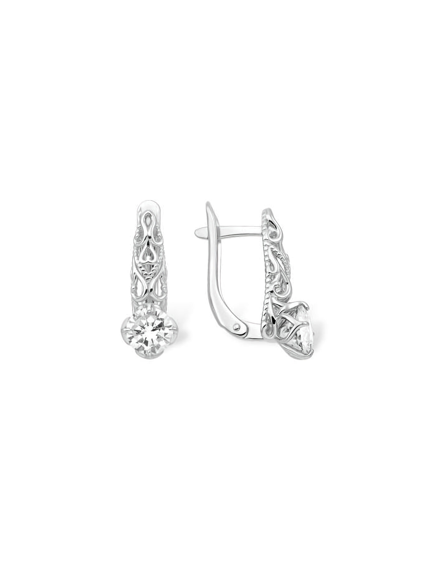 Серьги, серебро, 925 проба, родирование, фианит