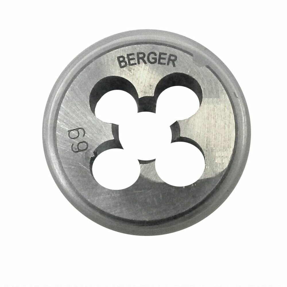 Плашка метрическая BERGER BG1006, М8х1.25 мм, легированная сталь 9ХС, DIN 223, 61 HRC