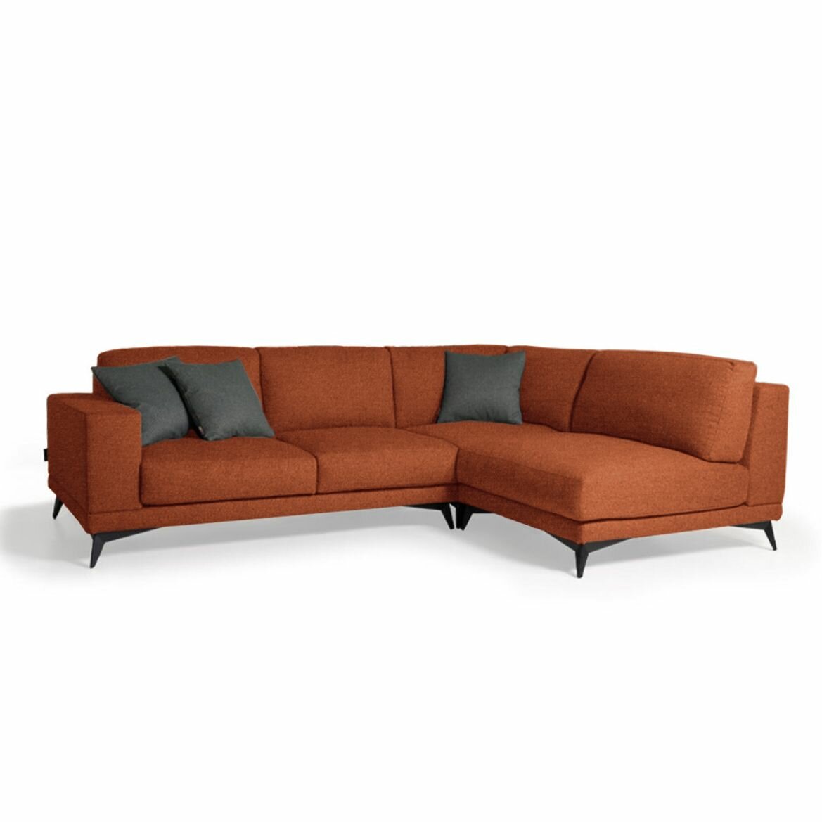 Диван Бергамо правый с оттоманкой со спинкой в ппремиальном велюре 2,85м/12