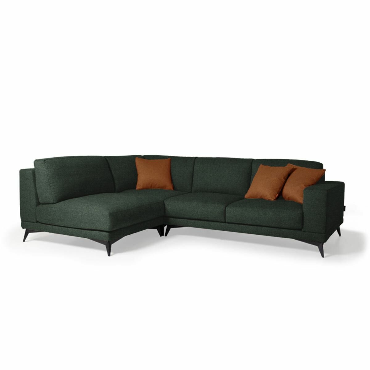 Диван Бергамо левый с оттоманкой со спинкой в ппремиальном велюре 2,85м/39