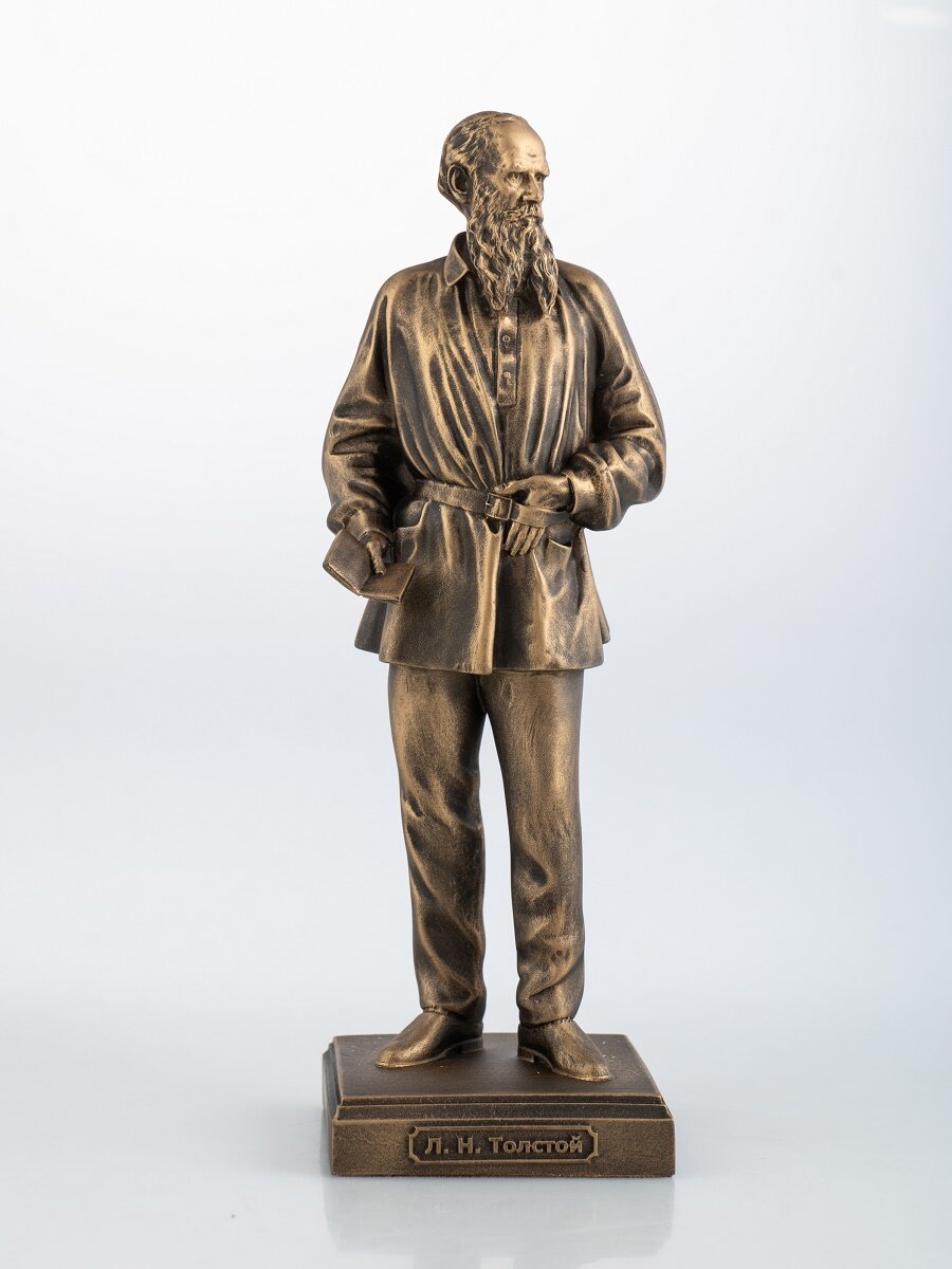 Статуэтка Толстой Л. Н. высота 20 см, литьевой мрамор, цвет патина бронза