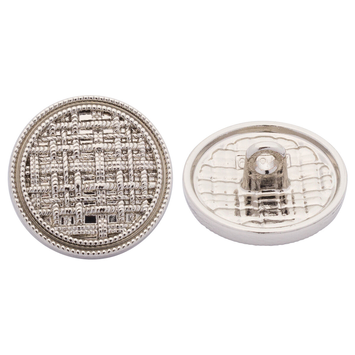 Пуговица 28L (18 мм), на ножке, металл, MP06 (серебристый), 10 шт