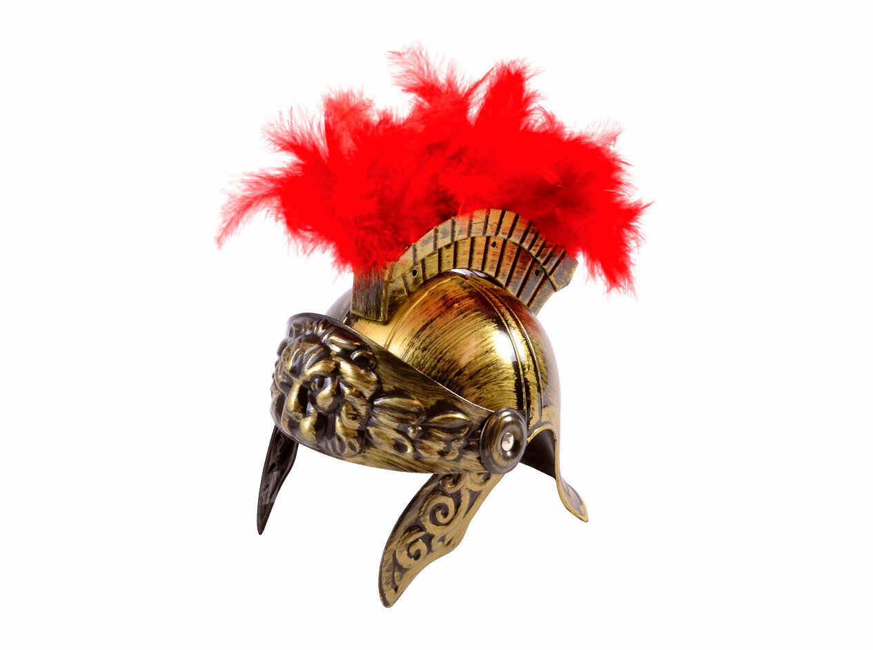 Шлем римского легионера с плюмажем золотистый ВН664, пластик, размер 56