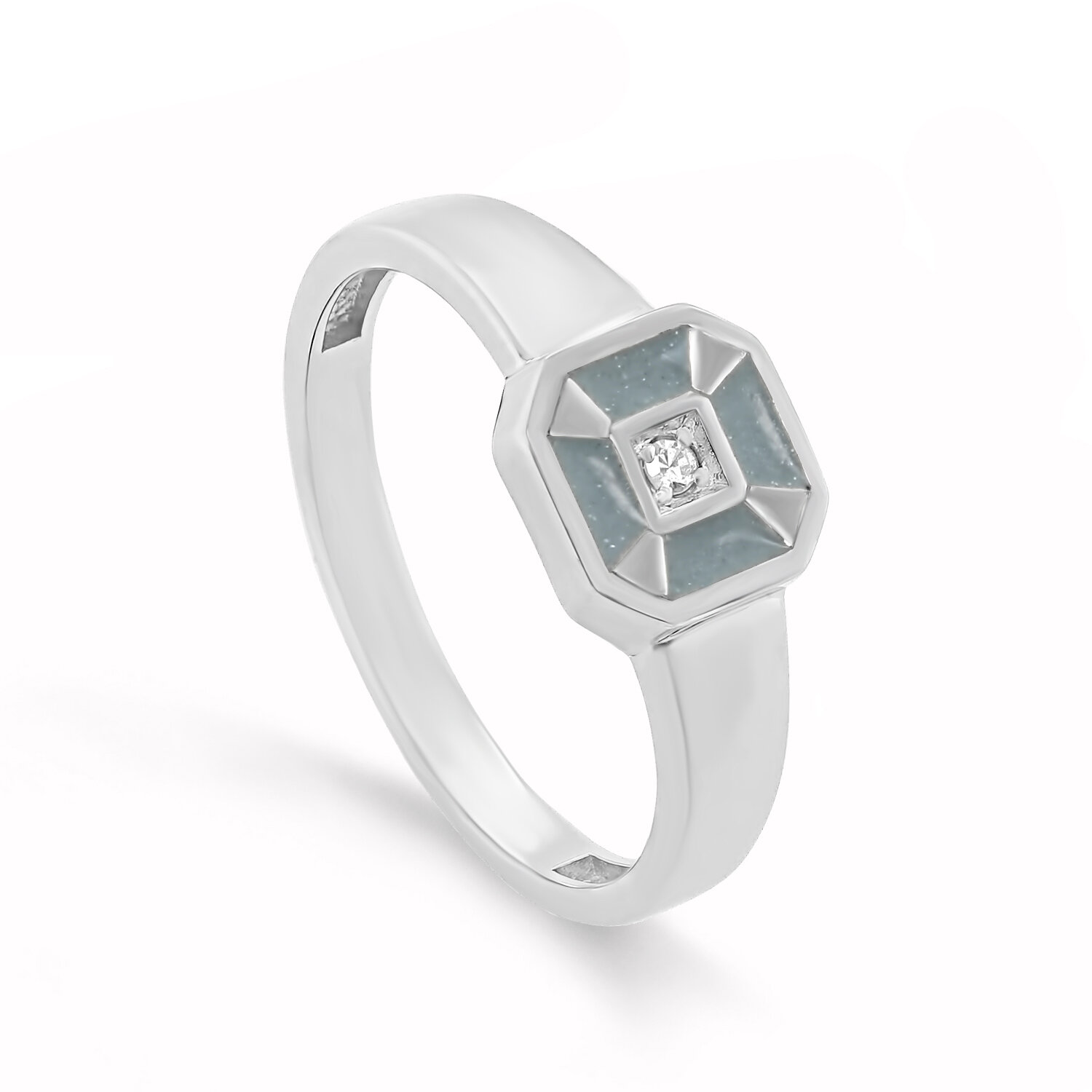 Кольцо тонкое, серебро, 925 проба, бриллиант