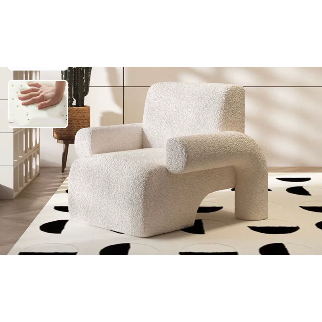 Кресло Lounge Giada (Кресло/ ткань букле/ белое)