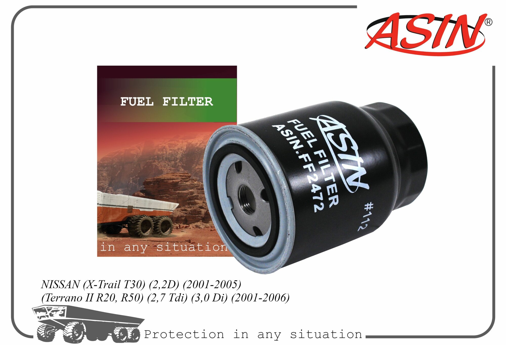 Фильтр топливный 16403-7F40B ASIN. FF2472 для NISSAN X-Trail T30 2,2D 2001-2005 Terrano II R20, R50 2,7 Tdi 3,0 Di 2001-2006