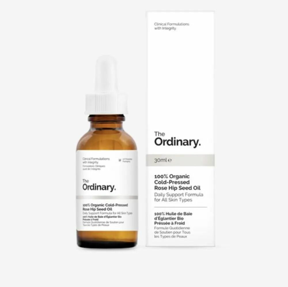 Органическое масло для лица TheOrdinary 100% Organic Cold-Pressed Rose Hip Seed Oil , холодного отжима из семян шиповника, для кожи с акне, поможет с высыпаниями и восстановит уровень увлажнения кожи