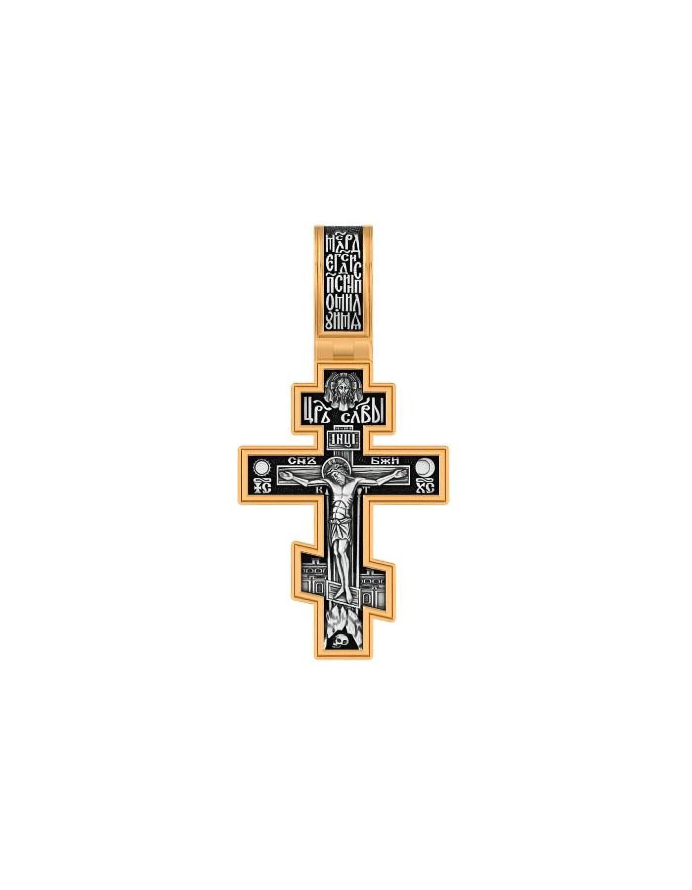 Крестик, серебро, 925 проба, золочение