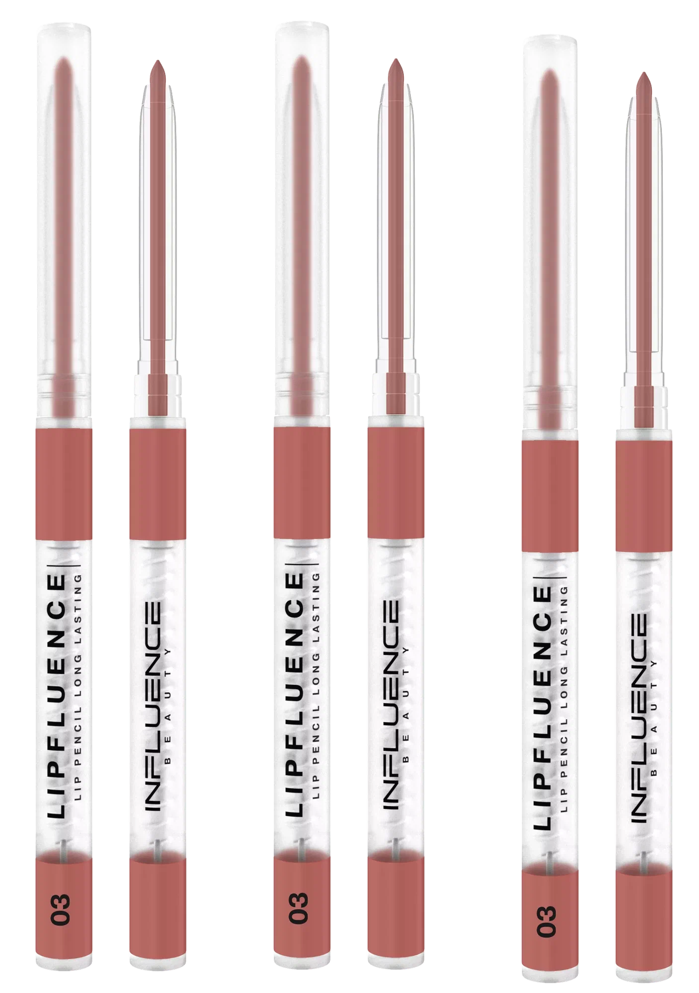 Карандаш для губ автоматический гелевый стойкий Influence Beauty Lipfluence т.03 3 шт