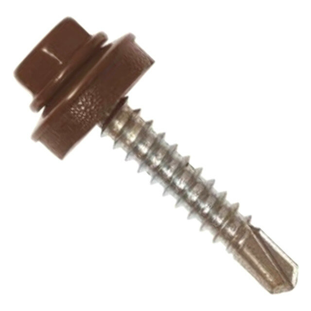 Саморез кровельный с буром 4,8x51 мм темно-коричневый RAL-8017, 180 шт в упаковке