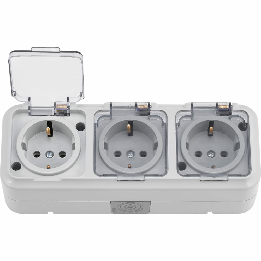 Трехместная розетка BYLECTRICA пралеска аква