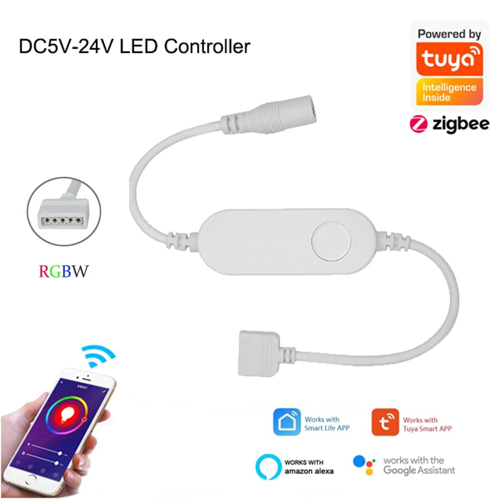 TUYA Zigbee RGBW RGBWW RGB+CCT Мини контроллер для светодиодной ленты RGBW
