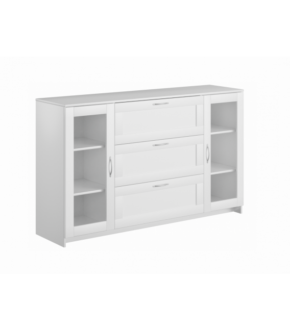 Тумба сириус длинная с двумя стеклянными дверьми и тремя ящиками, ДСП, цвет белый 2.02.03.370.1