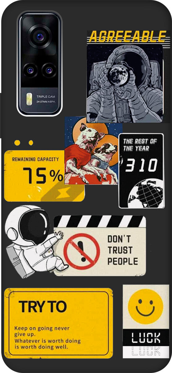 Матовый чехол Space Stickers для Vivo Y31 / Y53s 4G / Y51 2020 / Виво У31 / У53с 4Г / У51 2020 с 3D эффектом черный