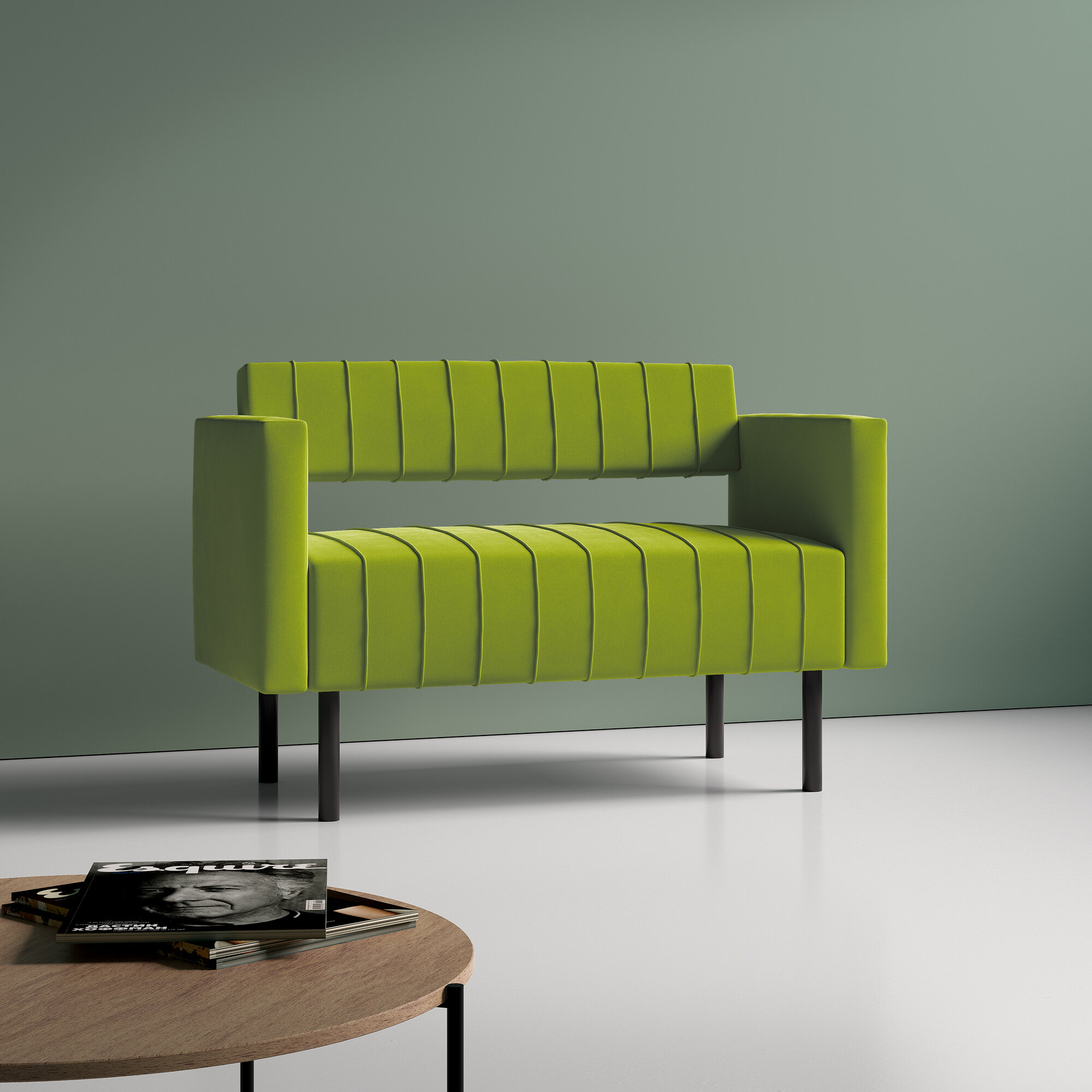 Диван RAIN, на кухню, в холл, в студию, 116 см, антивандальный велюр, салатовый
