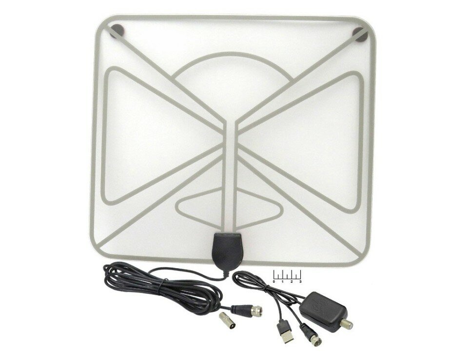 Антенна комнатная для цифрового ТВ RH-HDTV032 с усилителем (питание USB)