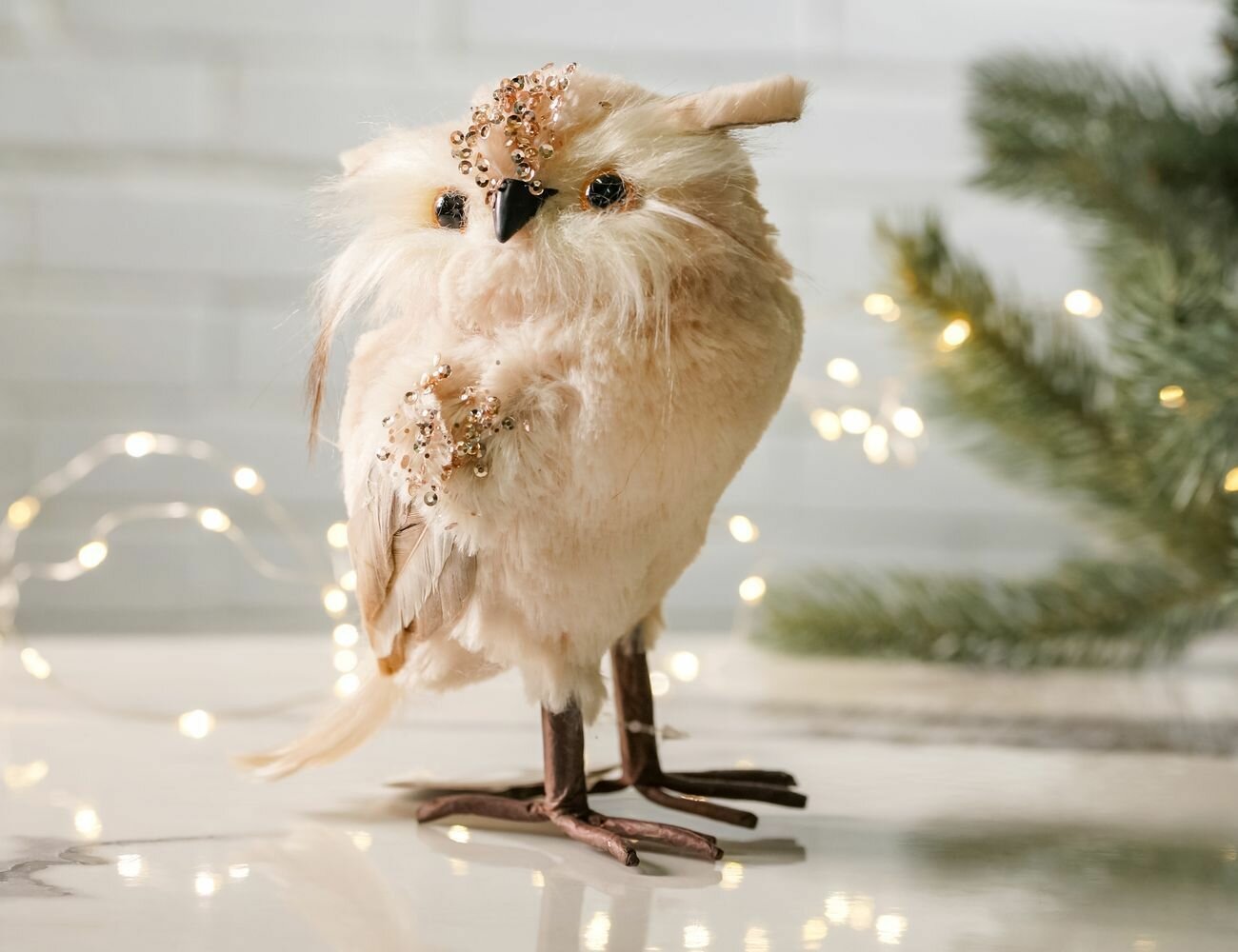 Игрушка филин вихрашечка с блёстками, иск. мех, перо, 19 см, Edelman 1085228-2