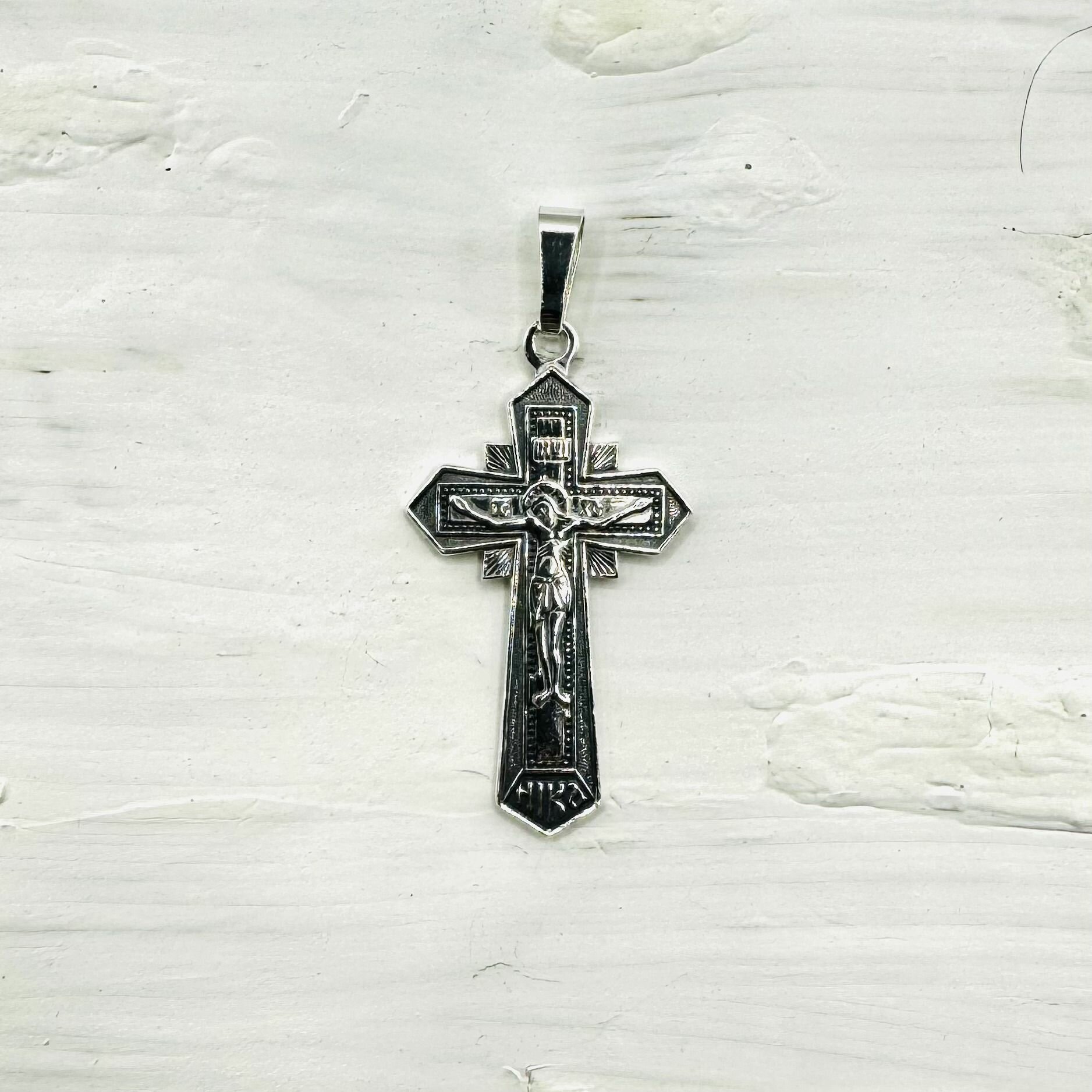 Крестик, серебро, 925 проба, чернение