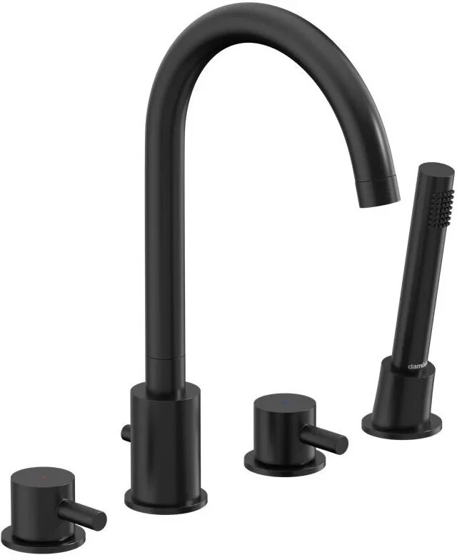 Смеситель на борт ванны Damixa Scandinavian Pure 360400300 с душевым гарнитуром, черный матовый